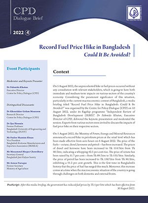 Record Fuel Price Hike in Bangladesh: Could It Be Avoided? | CPD