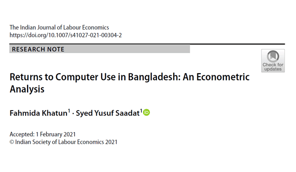 Returns to Computer Use in Bangladesh: An Econometric Analysis | CPD